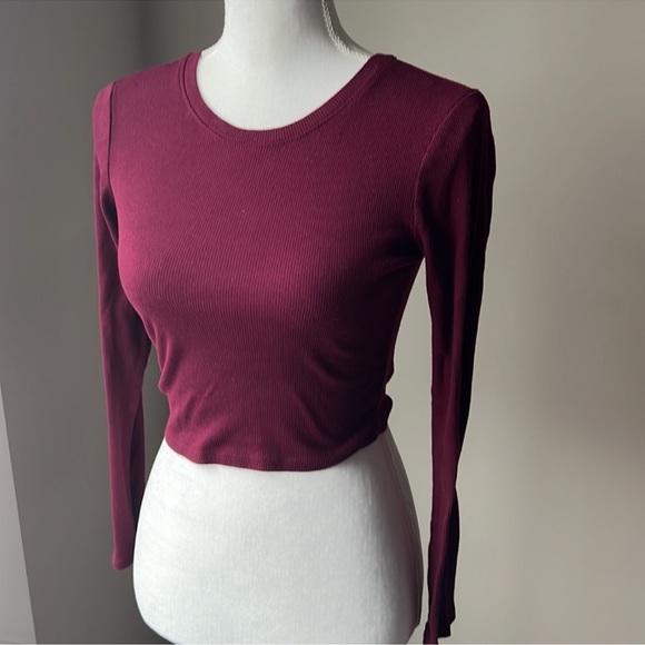 Bozzolo | Tops | Bozzolo Cropped Long Sleeve Maroon | Poshmark